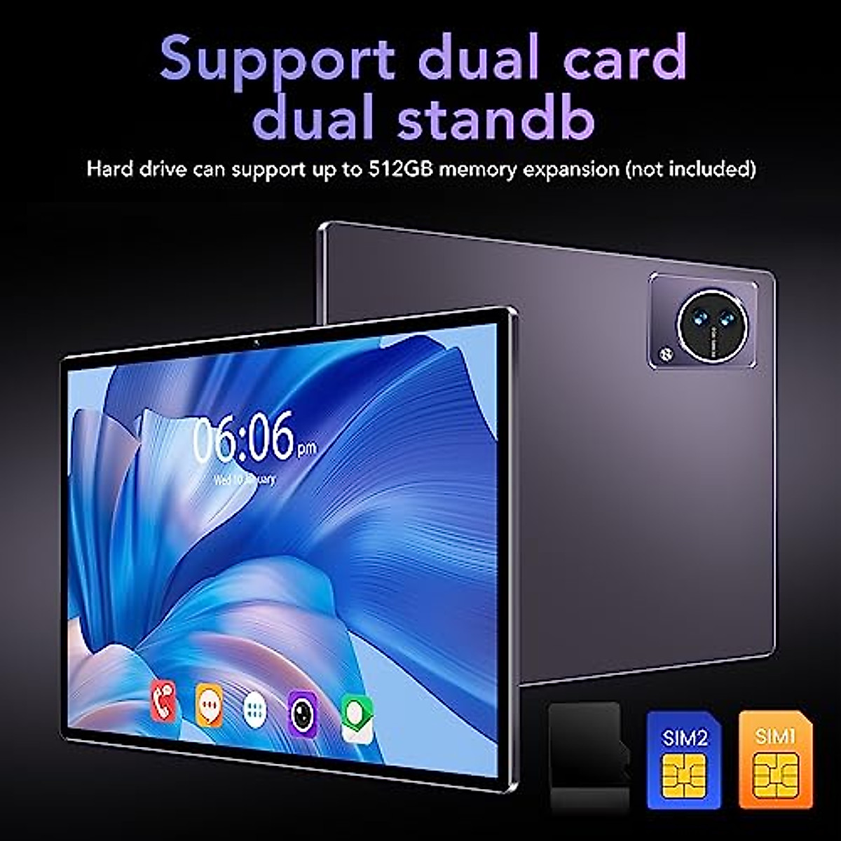 Acogedor Cellular Tablet 10.1 Inch, Android 11.0 Tablets, with Octa Core CPU, 2.4G 5G Dual Band WiFi, Dual Card Dual Standby, 8GB RAM 128GB ROM, Bluetooth 5.0 and GPS ()