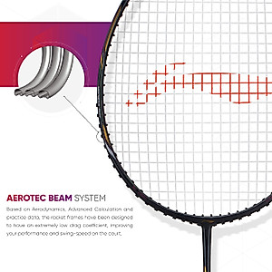 Li-Ning Air Force 78 G2 Carbon Fiber Strung Badminton Racket with Full Cover (Charcoal/Gold )