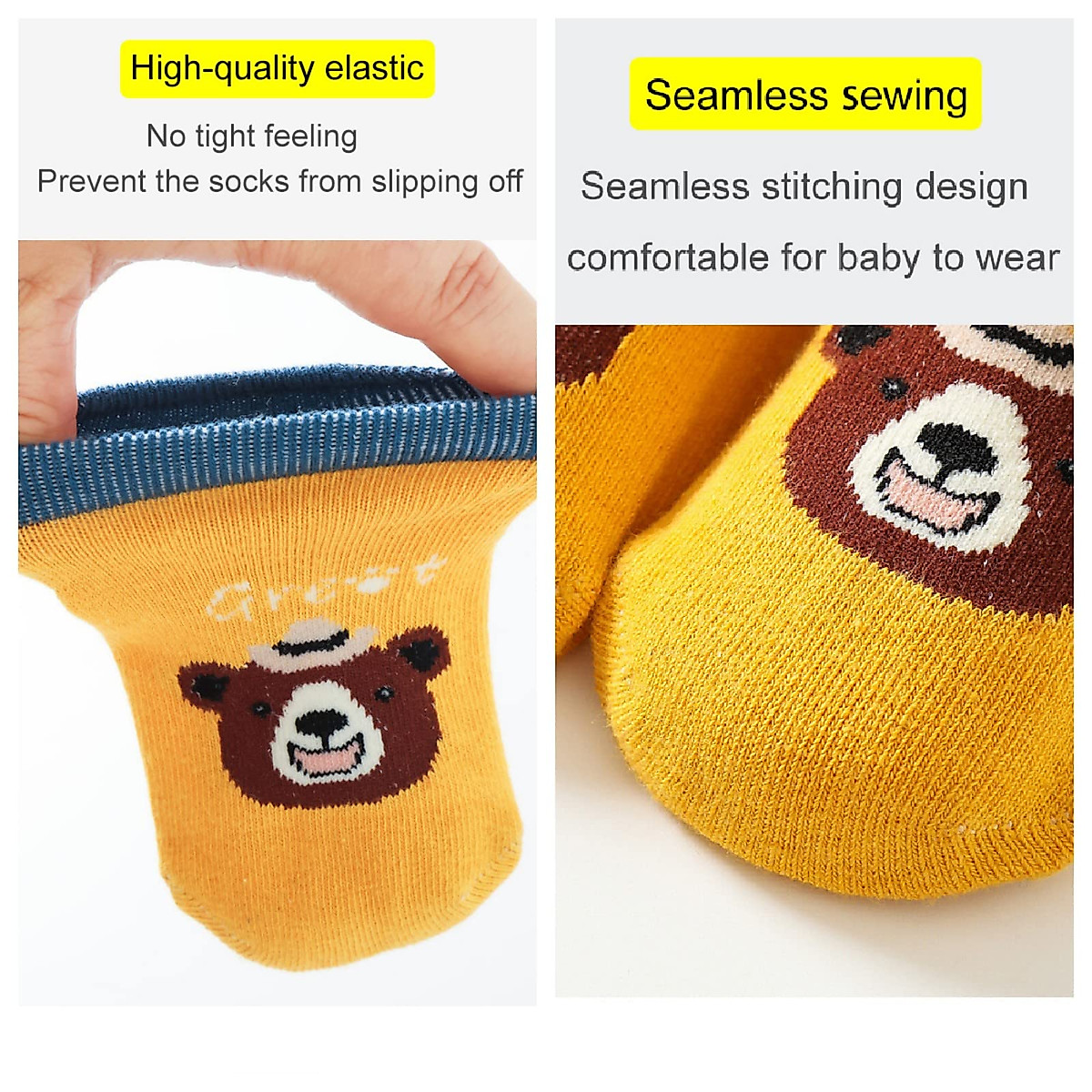 BEHELE Baby Non-skid Grip Socks Toddler Socks Anti Skid Slipper Ankle Socks for Girls Boys Infant Newborn 6 Pairs (as1, age, 1_year, 3_years)