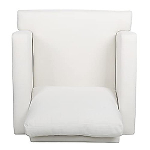 MIYZEAL Accent Chair, Tufted Upholstered Sofa Chair Comfy Armchair with Thick Cushion and Wood Legs, Mid-Century Modern Single Chairs for Compact Space Living Room Bedroom (White)