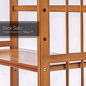 MoNiBloom Bamboo 4-Tier Bookshelf Adjustable Free-Standing Adjustable Storage Shelf Bookcase Plant Flower Stand for Living Room Kitchen Garden, Natural