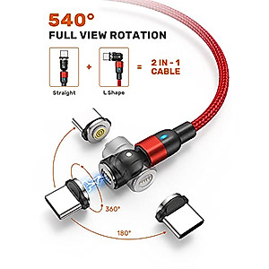 Fast Charging Magnetic Charging Cable(5Pack-1.6ft/3.3ft/6.6ft/6.6ft/6.6ft), AUFU Magnetic Charger Cable USB C Magnetic Fast Charger 3A Fast Charging Data Transfer Magnetic Cable for Micro USB Type C