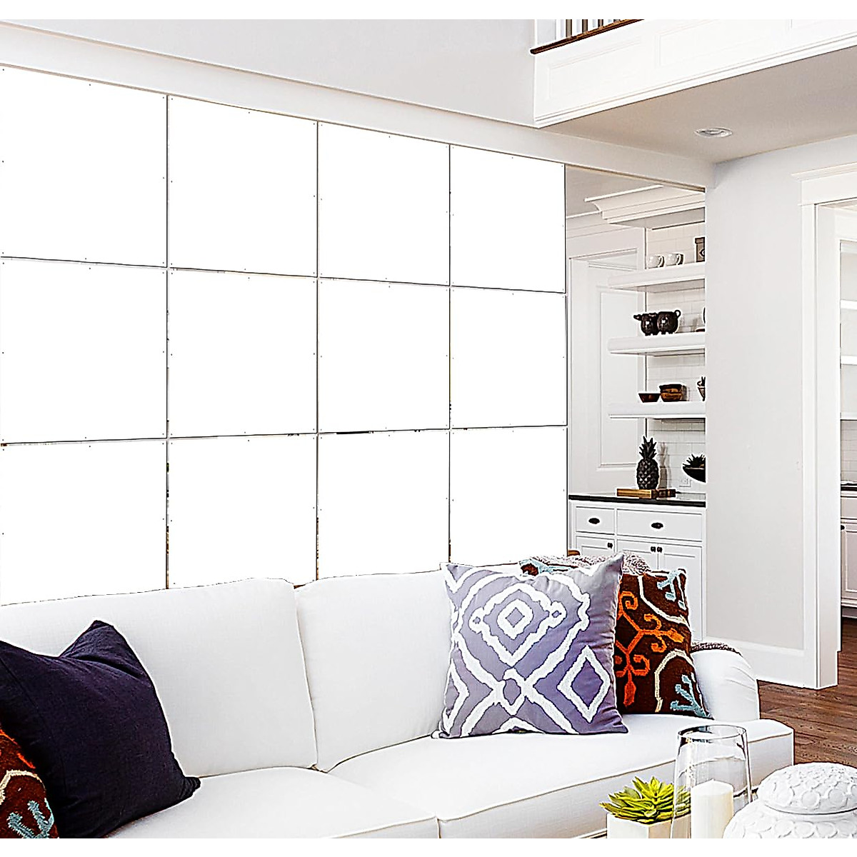 Lchen Solid Hanging Room Divider,12 Pieces Solid Board Screen Panels White Home Decoration Room Partition (White Board,15.7"x15.7"x0.03")