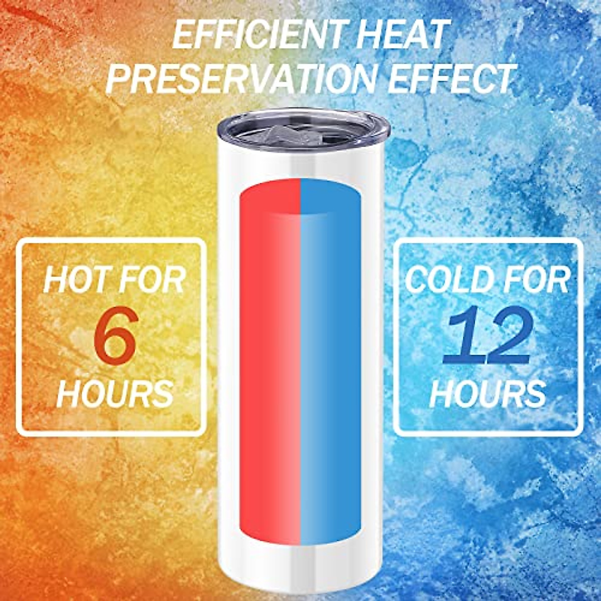 IMAGETI 8 Pack Sublimation Tumblers 20 oz Skinny Straight Tumbler Blank White, Stainless Steel, with Metal Straw, Insulated Tumbler with Leak-Proof Lids for Tumbler Heat Press