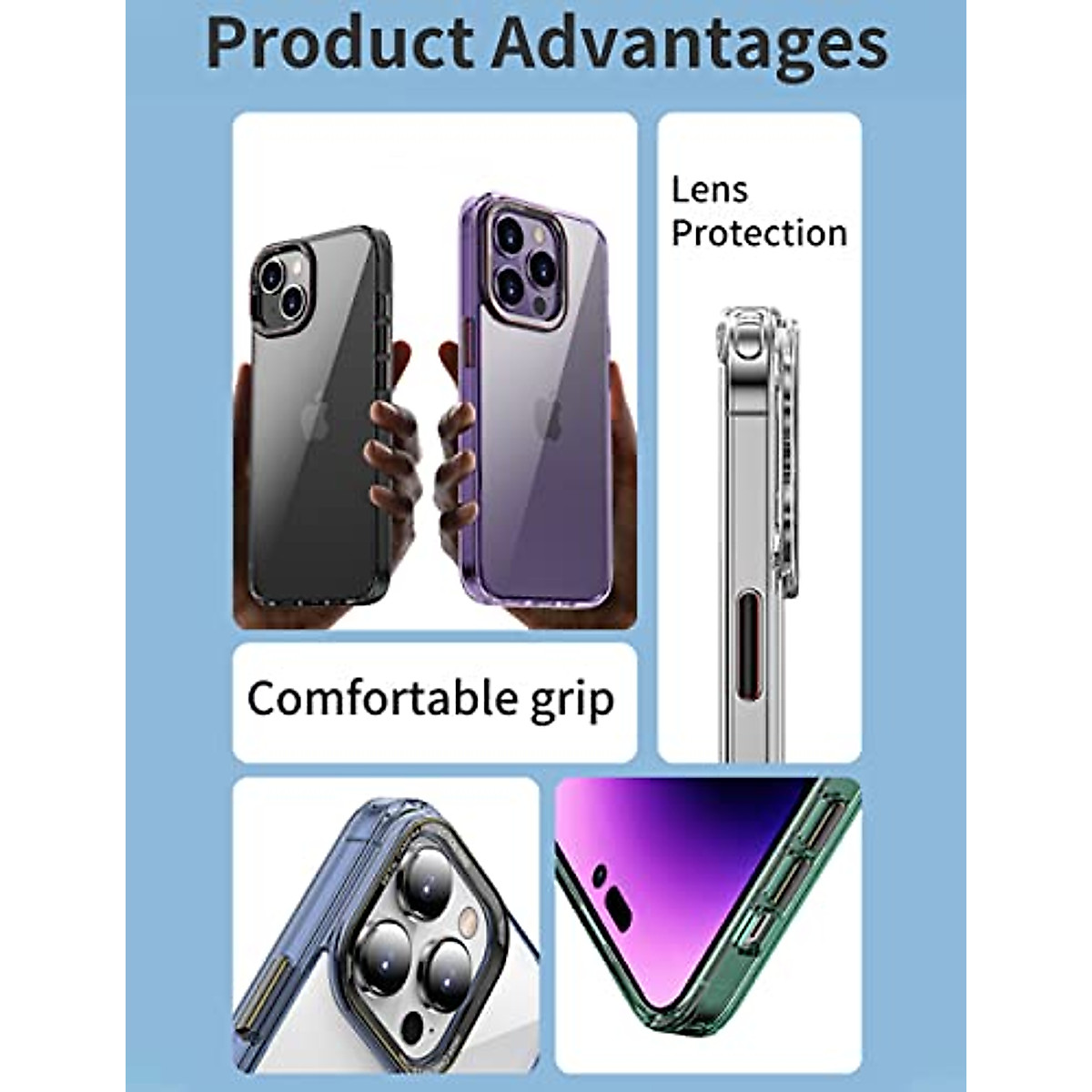 Kakalux iPhone 14Pro Compatible Clear case with Metal Lens Protection, Two-Tone Individual Metal Buttons and Cushioned airbag Drop Protection for iPhone 14Pro -（Green）.