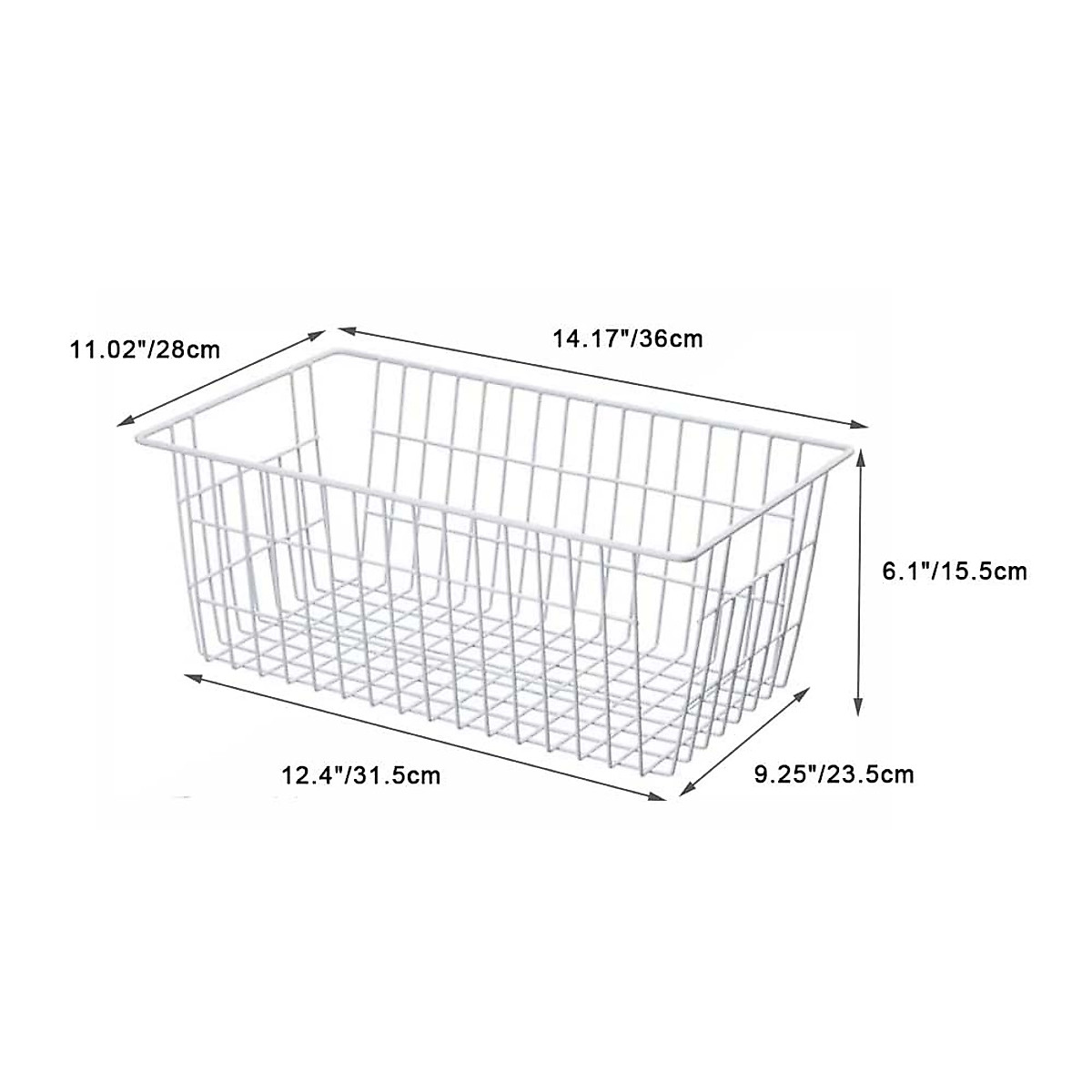 SANNO Freezer Baskets,Farmhouse Metal Wire Basket Freezer Storage Wire Baskets Organizer Wire Storage Basket for Kitchen Pantry Organizer Bins,14"x11"x6"