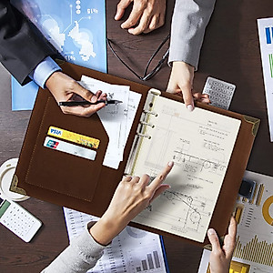 SEEHAN A5 Binder Leather Journal Lined Paper Notebook A5 Planner 200 Pages,“World Map” A5 Writing Notebook 6 Rings Binder Travelling Journals for Mens Womens