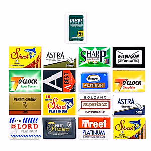 100 Excellent Quality Double Edge Razor Blades Sampler (17 different brands)