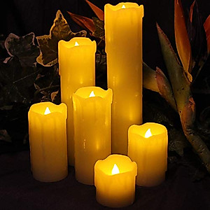 LED Lytes Timer Candles Set of 6, 2" Wide, 2"- 9" Tall, Dripping Wax Affect and Amber Flame, LED Christmas Candles Flickering, Wax Candles for Holiday Home Decor and Wedding Decor Sets