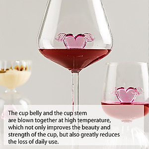 17oz Crystal Red Wine Glasses set of 2 Romantic Heart Shaped Wine Glasses Creative Cocktail Drinking Glasses Unique Wine Goblet Clear Glass Cups for Wedding Valentine Party(500ml)