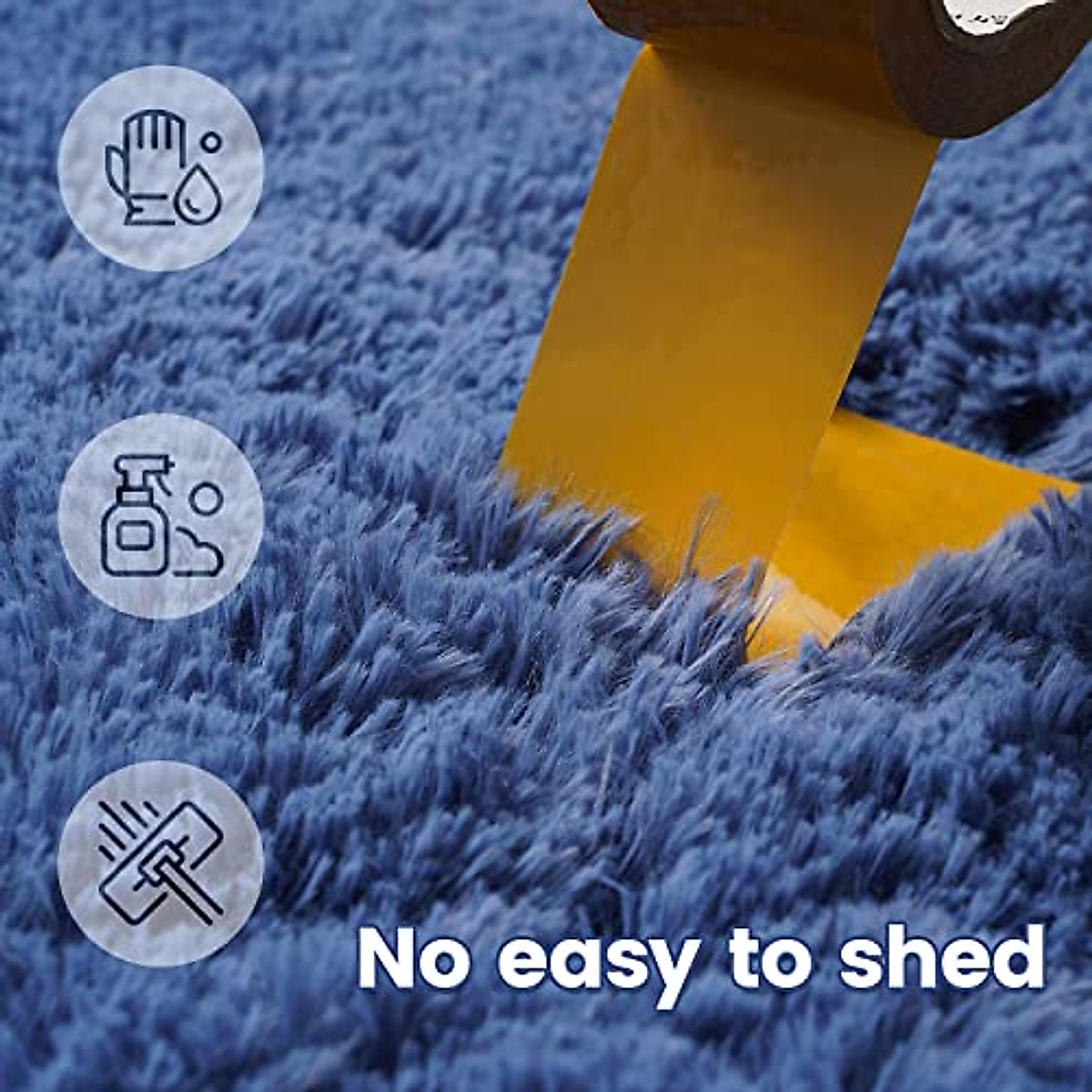 Goideal Soft Round Shaggy Rug, 4 x 4 Feet Light Navy Fluffy Circle Rug for Boys Girls, Fuzzy Cute Bedroom Rug, Circle Plush Floor Carpet for Nursery Room Decor