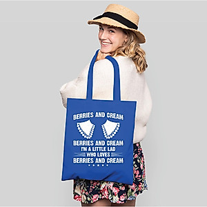 Berries and Cream who loves Berries and Cream Navy Black Multicolor Canvas Tote Bag