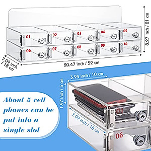 Threan Cell Phone Locker Box Clear Cell Phone Storage Acrylic Cell Phone Lock Box with Door Locks and Keys Wall Mounted Cell Phones Storage Cabinet for Office School Classroom Factory (10 Slots)