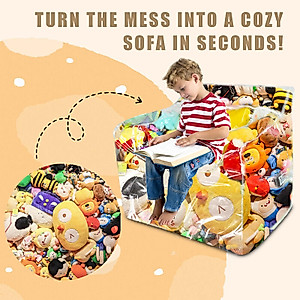 REANRO Stuffed Animal Bean Bag Storage, Clear PVC Stuffable Animal Storage Chair Cover, Bean Bag Chair with Armrest and Handle, Waterproof Toys Storage Organizer for Kids Toddler Boys Girls