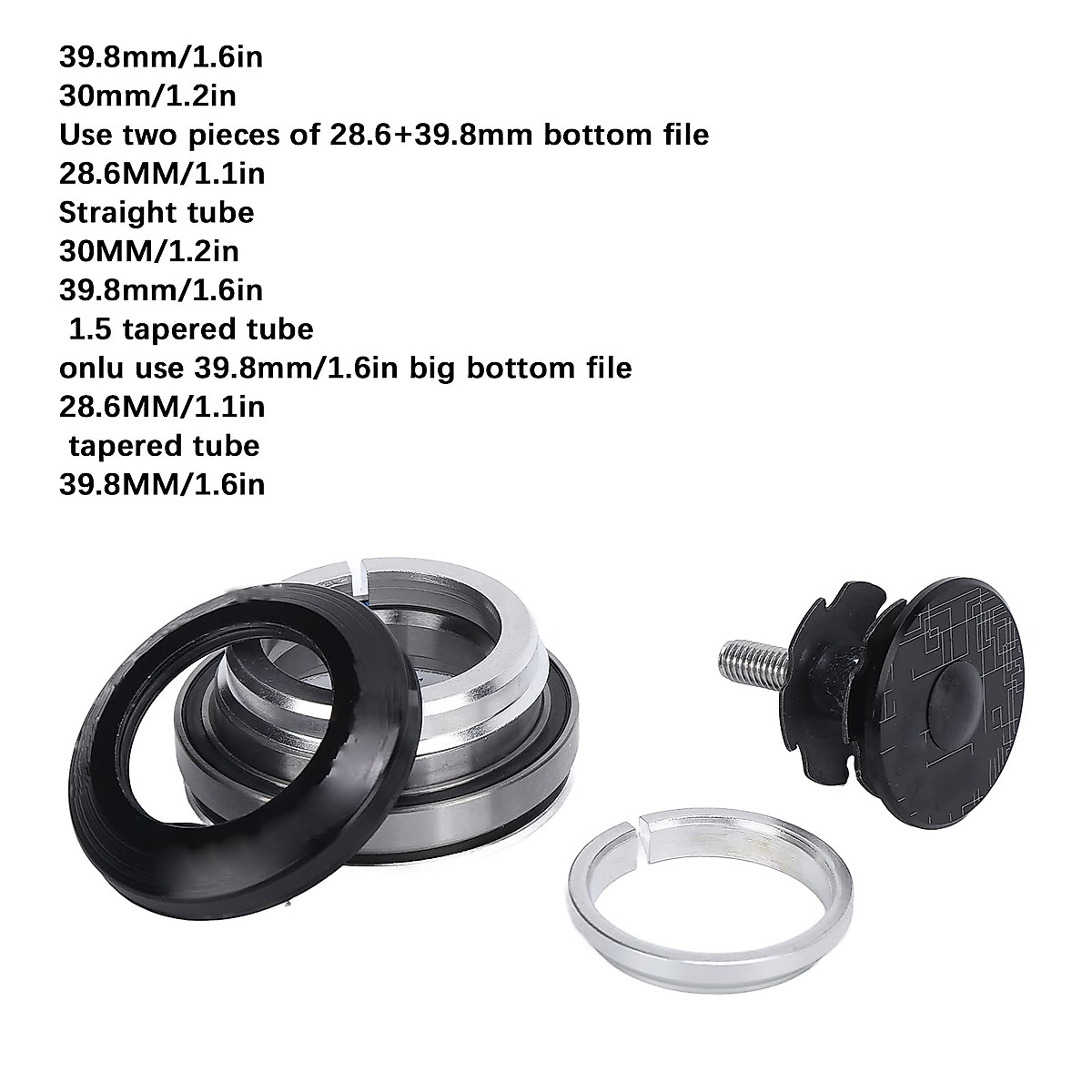 Pilipane Bikes Headset, Road Bikes Double Bearings Headset, Mountain Bikes Headsets Bikes Bearing Headset, 28 6x44‑44x39 8mm Straight Tapered Tube Headset