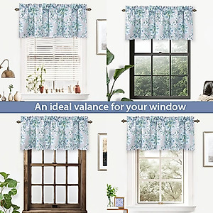 DriftAway Alyssa Jacobean Elegant Floral Leaves Pattern Thermal Insulated Blackout Lined Rod Pocket Window Curtain Valance for Kitchen Café 2 Pack 52 Inch by 18 Inch Plus 2 Inch Header Gray