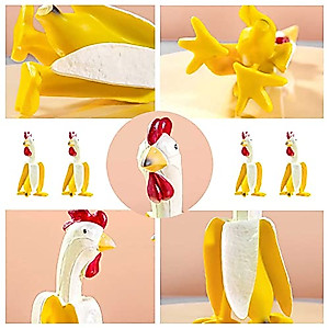 Banana Chicken Statue, Art Hen Garden Sculpture, Funny Animal Creative Decor Resin Rooster Figurines for Garden Patio Lawns Yards Office Indoor, Outdoor, Home Decor-2.75"
