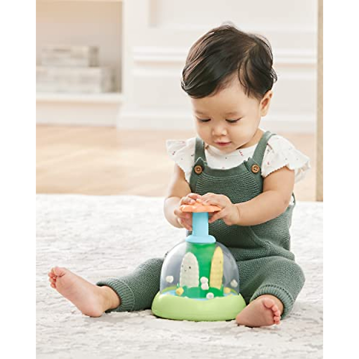 Skip Hop Press & Spin Baby Toy, Farmstand What's Poppin Corn Spinner