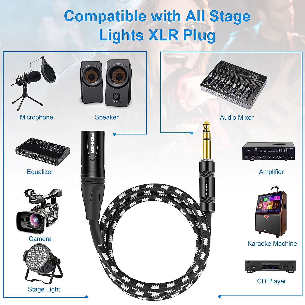 Penker XLR Cable,3ft 2 Pack Microphone Cable, XLR Male to Female Balanced Microphone Cord 3 pin, 3 Foot Short mic Cord,Black & Silver 2 Pack Design for XLR Male to Female