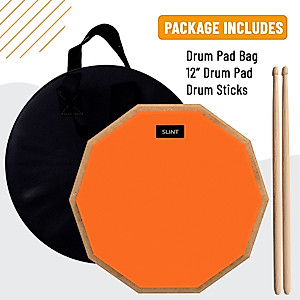 SLINT Drum Practice Pad, 12" Drum Pad 2 Surfaces - Double-Sided Practice Drum Pad Set, Practice Pad for Drumming - Snare Drum Practice Pad - Drum Pad For Kids (Drum Pad with Sticks)