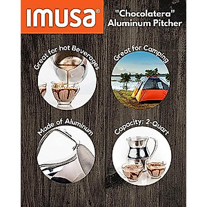 IMUSA USA Aluminum Chocolatera 2-Quart, Silver