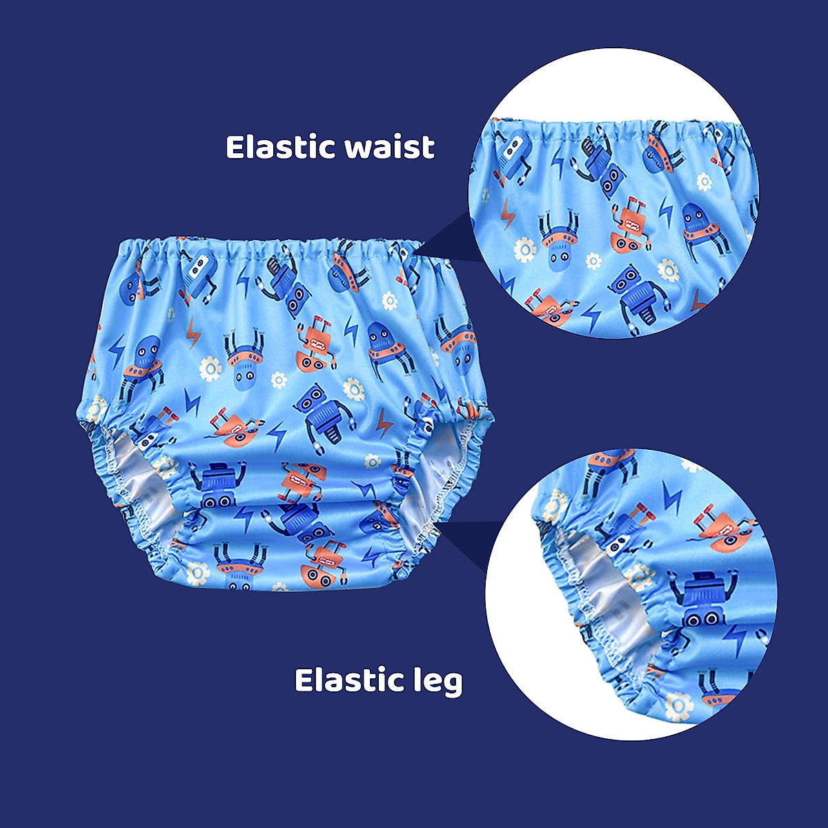 BISENKID 6 Packs Waterproof Rubber Training Pants for Toddlers Potty Training Pants & Good Elastic and Breathable Waterproof Diaper Cover for Potty Training Boys 3t