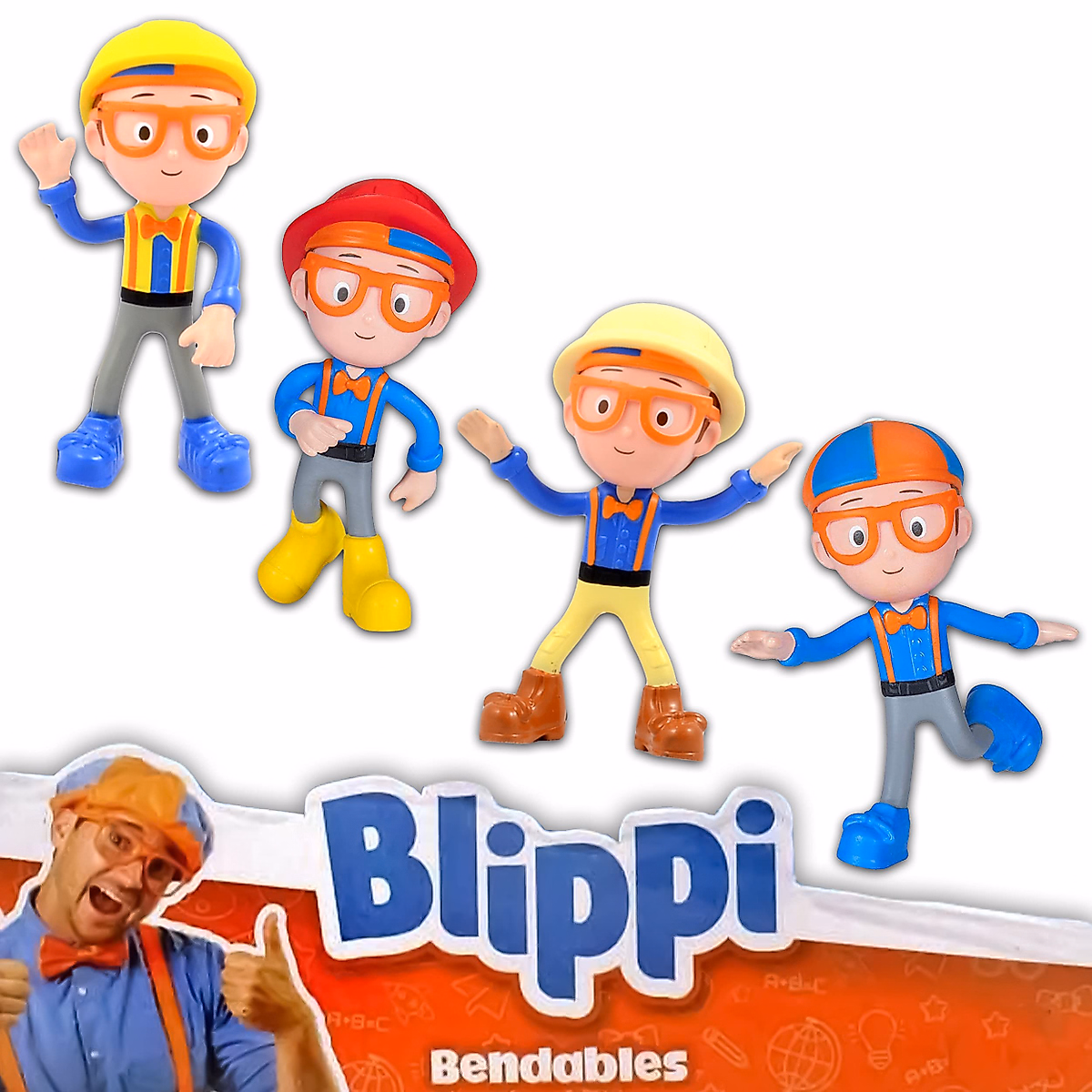 Blippi Bendable Action Figure Bundle for Boys and Girls ~ Blippi Bendable Toy for Kids, Toddlers | Blippi Figures with Stickers (Blippi Party Favors)