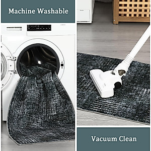 GarveeHome 8x10 Area Rug Modern Abstract Area Rug for Living Room Machine Washable Rug Farmhouse Checkered Throw Carpet Non-Slip Stain Resistant Accent Rug Floor Cover for Home Decor, Grey