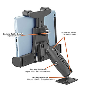 iBOLT TabDock Dock'n Lock Bizmount- Heavy Duty Industrial Composite Locking Drill Base Mount for All 7" - 10" Tablets- for Trucks/Vehicles/Wall Mount: Great for ELD, Fleets, and Restaurants