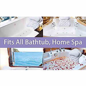 Bath Pillow, Tub Pillow for Bathtub Support Neck,Head and Back with Strong Non-Slip Suction Cups and Comfortabl 3D AirMesh Bath Pillow for Men and Women