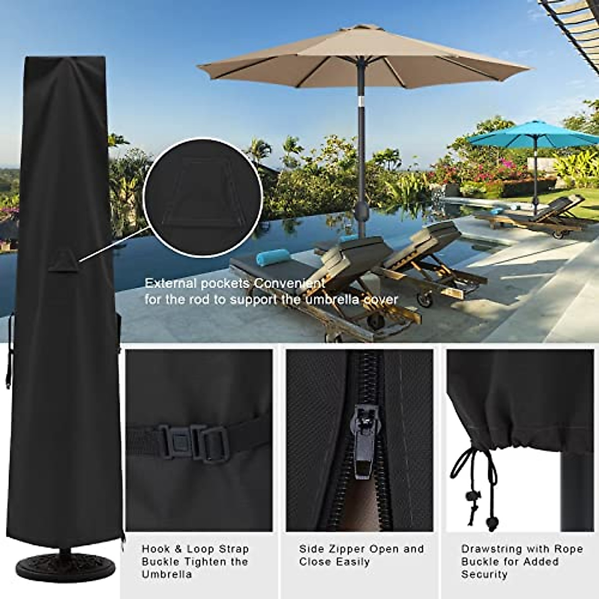 ABCCANOPY Patio Umbrella Cover for 6.5FT to 14FT Black