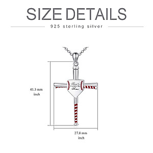 MISTBEE Urn Necklace Baseball Cross Sports Pendant Sterling Silver Baseball Bat Cross Necklace