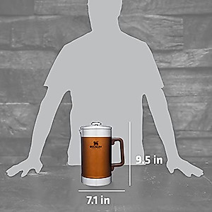 Stanley French Press 48oz with Double Vacuum Insulation, Stainless Steel Wide Mouth Coffee Press, Large Capacity, Ergonomic Handle, Dishwasher Safe, Maple