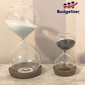 Sand Hourglass Timer Hour Glass– with Balls Desk Toy Sculpture – 30 min and 5 Minute Sand Clock for Office, Home, Desk Decor (Black and White)