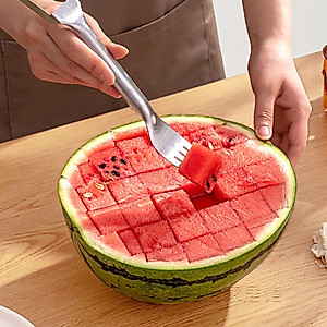 Aixoom 2PCS Watermelon Fork Cutter, 2-in-1 Stainless Steel Cutters, Dual Head Watermelon Slicer Knife, Kitchen Cutter Knife for Family