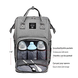 Starte Baby Diaper Bag Backpack with USB Charging Port &Stroller Hooks Travel Back Pack,Light Grey