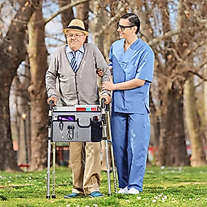 TYTCA Large Walker Bag Walker Basket Hand Free Storage Bag Folding Walker Attachment Handicap Basket Pouch for Large Capacity Organizer for Seniors Elderly (Grey)