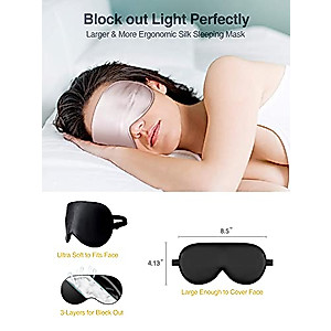 Luxtude Eye Mask for Sleeping, 1OO% Mulberry Silk Sleep Mask, Super Soft Satin Sleep Mask, Satin Eye Masks for Sleeping Blockout, Blindfold, Night Mask, Eye Cover, Eye Shades for Women Men, 2 Pack