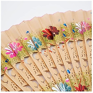 Folding Hand Fan Folding Fan Handheld Folded Fan Classical Colorful Folding Fan European-Style Spanish Wood Dance Fan Hand-Painted Fan Cheongsam Matching Fan Foldable Fan Hand Held Fans