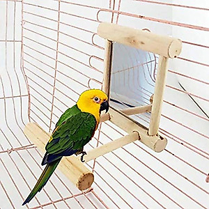 PIVBY Bird Mirrors Lovebird Toys Perches for Bird cages Interactive Hanging Play Toy for Parrot Macaw African Greys Budgies Cockatoo Parakeet Cockatiels Conure Lovebird