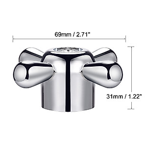 uxcell Faucet Knob Handle, Alloy Handle Replacement for 8.2mm Diameter with 20 Teeth Valve Core, 69 x 31 x 27mm 2pcs