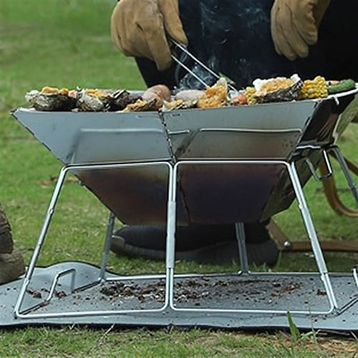 SPICLY Portable Grill Outdoor Portable Folding Barbecue Grill BBQ Grills Detachable Charcoal Firewood Stove Picnic Tools Camping Oven
