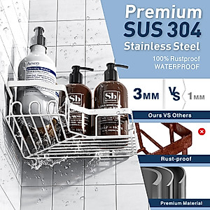 CTRLWQA Shower Caddy 5 Pack,Adhesive Corner Shower Caddy Shower Organizer for Bathroom Storage&Home Decor&Kitchen,No Drilling,Large Capacity,Rustproof Stainless Steel Bathroom Organizer (White)