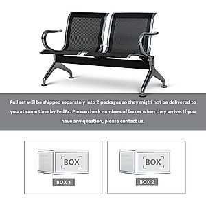 FIZZEEY Waiting Room Chairs, 2 Seat Office Guest Reception Chairs, Waiting Room Bench Furniture for Hospital Bank Airport, Black