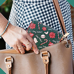 JV JO&VIN Green Wallet Christmas Wallet, Kawaii Wallet Leather Wallet with Short Zipper Wallet for Women Girls Kids,Thin Wallet Gift for Christmas Day