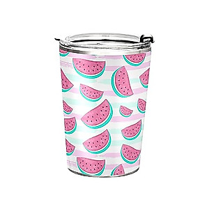 Jihqo Watercolor Striped Watermelon Tumbler with Lid and Straw, Insulated Stainless Steel Tumbler Cup, Double Walled Travel Coffee Mug Thermal Vacuum Cups for Hot & Cold Drinks 12oz