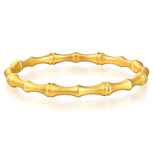 CHOW SANG SANG Cultural Blessings 999.9 24K Solid Gold Price-by-Weight Gold Bamboo Bangle for Women 92241K (Approx. 0.63tael (~23.58g), 8 (Wrist Size:15-16 CM))