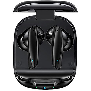 True Wireless Stereo Bluetooth Earbuds with Charging Case, Bluetooth 5.0 in-Ear Stereo Headphones, Built-in Mic, Premium Sound Earphones, Deep Bass, HiFi Audio, Sports Black