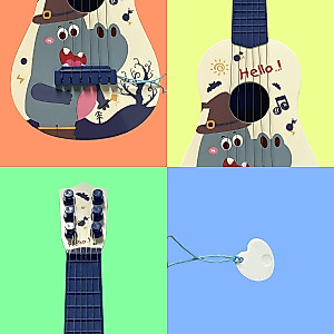 WEY&FLY Kids Toy Guitar 6 String, Baby Kids for Boys Cute Guitar Rhyme Developmental Musical Instrument Educational Toy Coco Guitar for Toddlers Blue