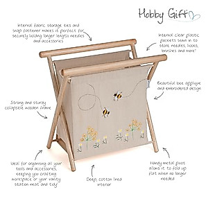 Hobby Gift Collapsible Yarn Caddy – Foldable Knitting & Crochet Storage Bag, Craft Supply Organiser, 14.2 x 8.6 x 14.2